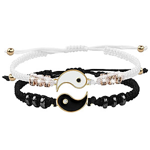 Best Friend Bracelets for 2 matching Bracelets, Bff Bracelets for 2 Yin Yang Friendship Bracelets for men women Gold