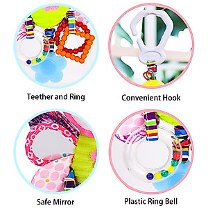 D-KINGCHY Baby Toys Car Seat Stroller Toy Plush Hanging Toy Animal Stuffed Hanging Rattle Toys Newborn Crib Bed Around Toy with Teether Rattle Sound for 0-3 Years Old (Fish)