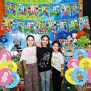 Stumble Guys Birthday Party Supplies, Stumble Guys Party Decorations,Stumble Guys Party Theme Includes Balloons,Banner,Cake Toppers for Kids Birthday Theme Party Decorations