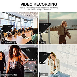 GVM Teleprompters for ipad Tablet DSLR Camera Portable 18'' Teleprompter Kit with Remote Control & App,Solid Aluminum Constructions,Colorless Spectroscope,Ultra HD Wide-Angle Lens