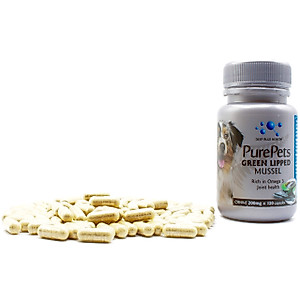 PurePets New Zealand Green Lipped Mussel Capsules for Dogs and Cats - 200mg x 120 Capsules - for Hip & Joint Support - 100% Natural Arthritis Pain Relief - Mobility Supplement Inflammation Management