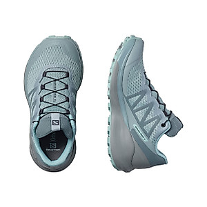 Salomon Sense Ride 4 Gore-TEX Invisible FIT Trail Running Shoes for Women, Slate/Monument/Pastel Turquoise, 9