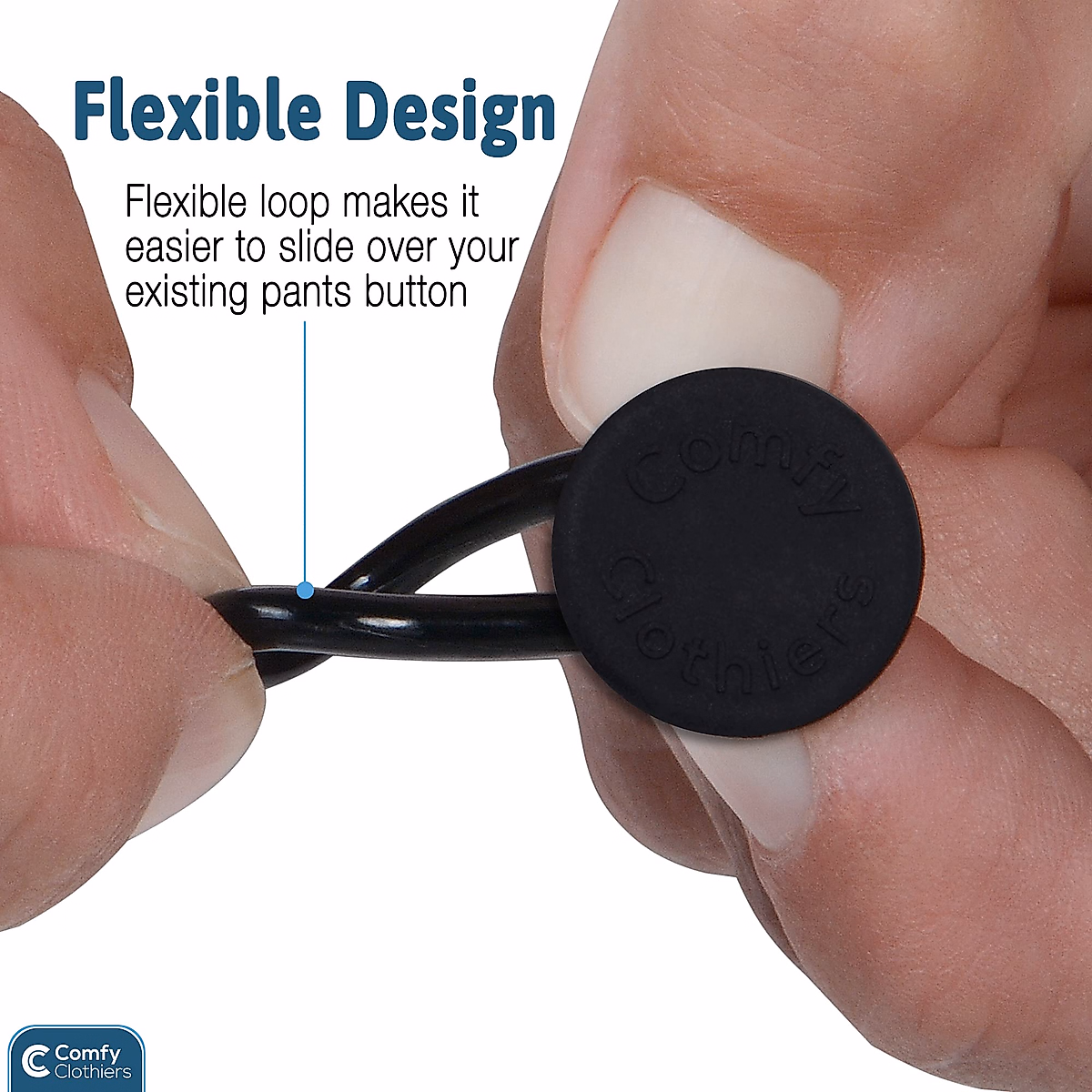 Flexible Button Waist Extenders for Pants (6-Pack Black) Men and Women’s Pants, Shorts, Skirts - Jean Extender Button by Comfy Clothiers