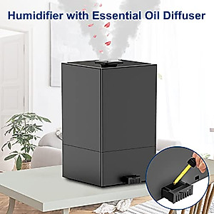 6L Humidifiers for Bedroom Large Room, Cool Mist Humidifiers for Baby Nursery Plants with Essential Oils Diffuser, 360°Rotatable Double Spray Outlet Nozzle, Auto-Shut Off, Sleep Mode, Quiet, Top Fill Ultrasonic Smart Control, Easy to Clean