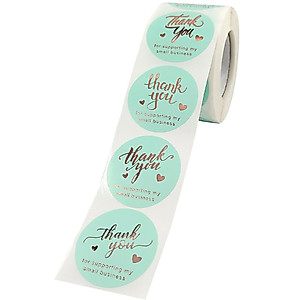 Thank You for Supporting My Small Business Stickers, 500 pieces Thank You Label for Business Boutiques Retailers, Self-Adhesive Seal Stickers Roll for Envelopes, Bags and any Packages (Blue, 1.5 inch)
