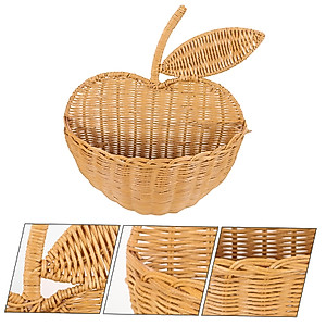MAGICLULU Rattan Hanging Basket Rattan Storage Basket Woven Wall Hanging Basket Hand Woven Basket Rattan Wall Hanging Basket Apples Rattan Basket Hand Woven Hanging Basket