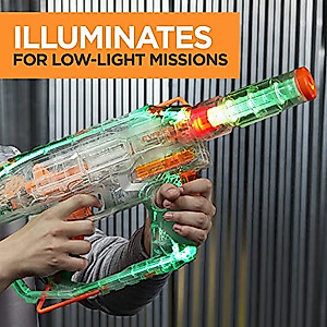 Nerf Modulus Ghost Ops Evader Motorized Blaster - Light-Up See-Through Blaster and Barrel Extension, Includes 12 Official Elite Darts (Amazon Exclusive)