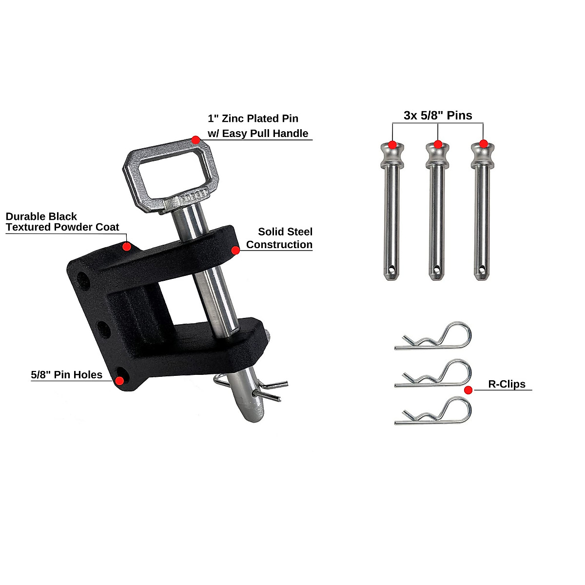 BulletProof Hitches™ 2-Tang Clevis with 1" Pin for Towing with Drawbar ...