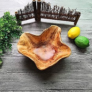 Creative Wood Bowl Root Carved Bowl Handmade Natural Real Wood Candy Serving Bowl 10"-12"