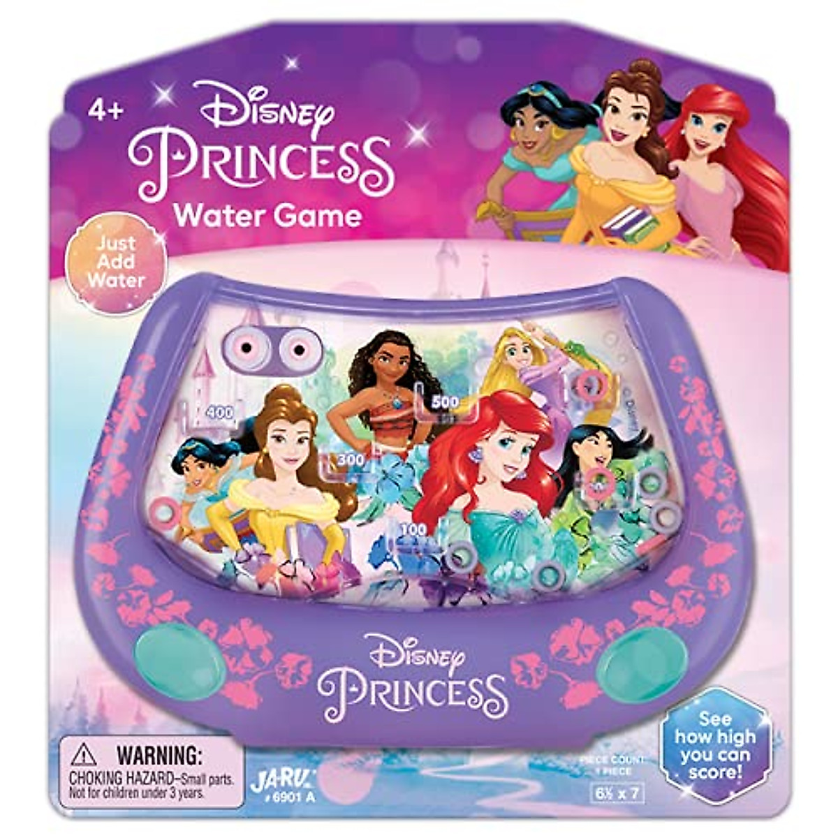 JA-RU Disney Princess Classic Handheld Water Game (1 Unit) Classic Girls Water Ring Arcade Toy Just Add Water. Stress Relief Fidget Toy for Kids and Adults. Game Toy. A-6901-1