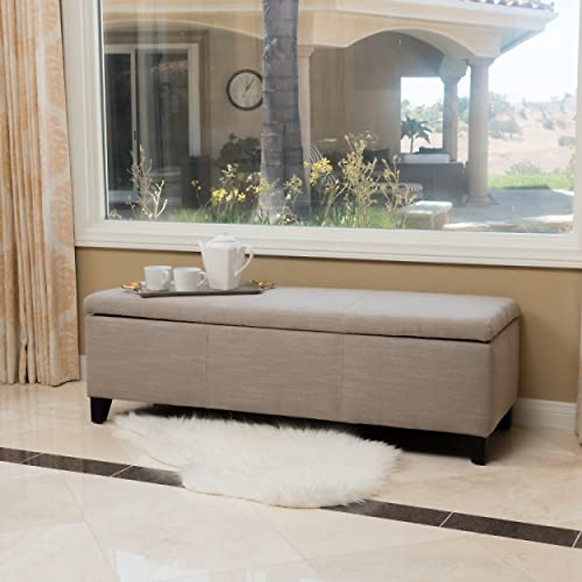 Christopher Knight Home Glouser Fabric Storage Ottoman, Sand