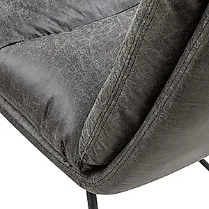 FurnitureR 2PCS Modern Luxury Comfortable Vintage Suede Faux Leather Upholstered Seat Armless Side Sturdy Metal Legs Living Room Dining Chair, Grey