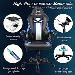 JOYFLY Gaming Chair, Gamer Chair for Adults Teens Silla Gamer Computer Chair Racing Ergonomic PC Office Chair （Blue）