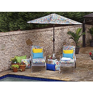 Pillow Perfect Fresco Solid Indoor/Outdoor Lumbar Pillow Plush Fill, Weather and Fade Resistant, Lumbar - 11.5" x 18.5",, Blue, 2 Count