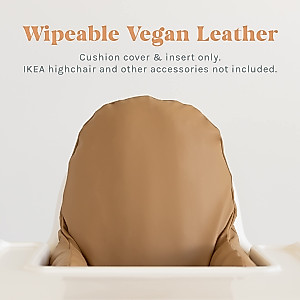 Yeah Baby Goods WIPEABLE Vegan Leather Cushion Cover Compatible for The IKEA ANTILOP Highchair (Doe-Cover and Cushion Insert)