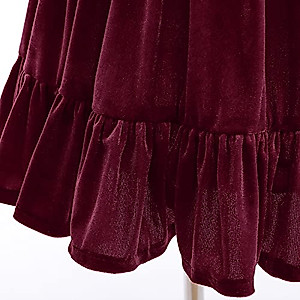 IMEKIS Christmas Dress for Toddler Girls Velvet Dress Baby Winter Pageant Party Gowns Kids Princess Long Sleeve Wedding Evening Gown Xmas Holiday Thanksgiving Birthday Fall Outfit Burgundy 5-6X