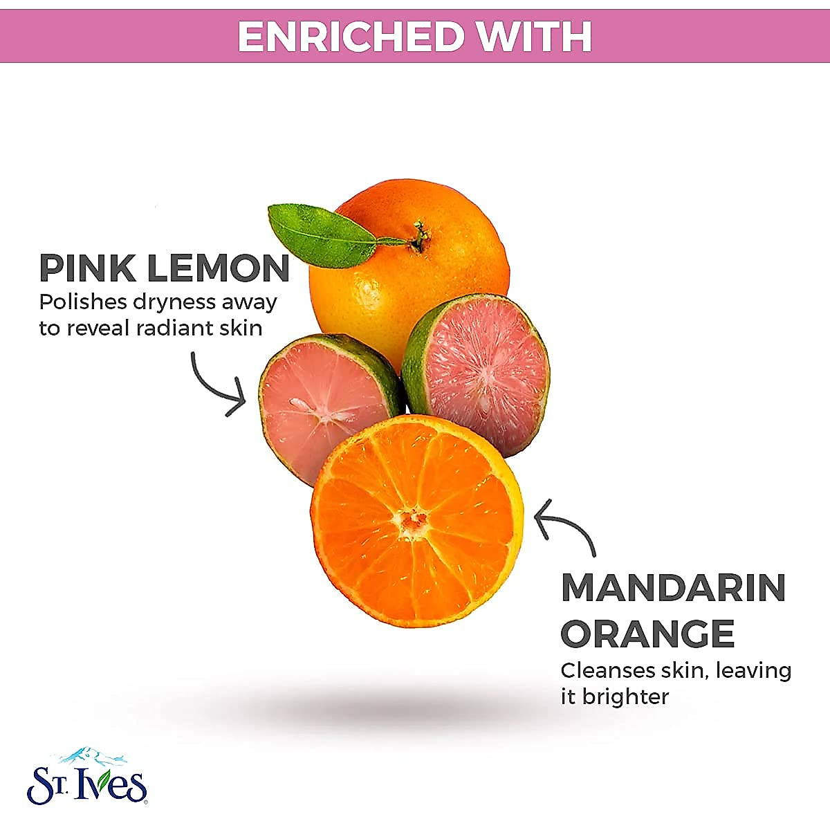 St. Ives Radiant Skin Pink Lemon and Mandarin Orange Face Scrub 6 oz (Pack of 2)