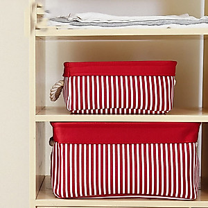 2 Pack Closet Canvas Fabric Storage Basket Storage Bins Organizing Baskets for Shelves, Closets, Laundry, Nursery, Decorative Baskets for Gifts Empty