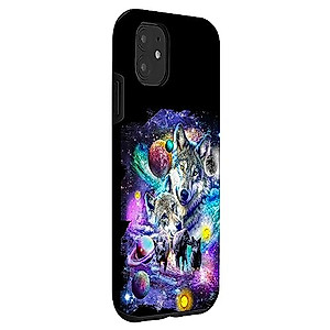 iPhone 11 Cosmic Space Wolf, Wolves Family Howling, Galactic Howl Case