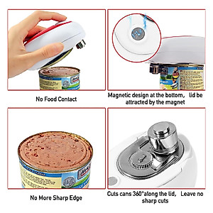 NEONSA Electric can opener,Battery Operated Can Opener for Seniors and Arthritis,Automatic electric can opener, Electric Can Openers for Kitchen, Portable Small One Touch Opener (Red with White)