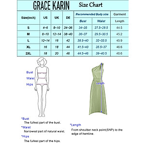 GRACE KARIN Womens One Shoulder Cutout Sleeveless Midi Dress Sexy Satin Pleated Dress Elegant Formal Prom Party Dress Peacock Blue S