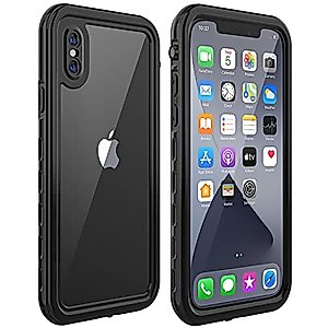 Diverbox iPhone X/XS Waterproof Case - Full Body Shockproof Cover with Built-in Screen Protector, 5.8 Inch (Black/Clear)