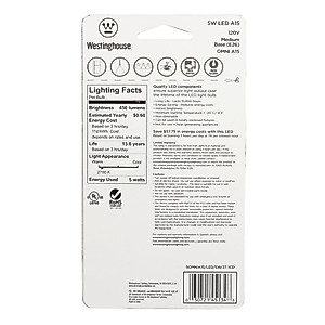 Westinghouse 4513420 40-Watt Equivalent A15 Soft White LED Light Bulb with Medium Base (4 Pack), 4 Count (Pack of 1)
