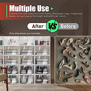 LIYUANJUN Stackable Shoe Box, 20Pcs Shoe Storage Box Shoe Sneaker Organizer DIY Shoe Stand Containers for Women Men Putting Slippers Boots in Living Room Hallway Transparent