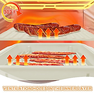 M MUGOOLER Double Microwave Bacon Cooker/Tray with Splatter Lid, Safe, Easy Clean, Convenient Kitchen Tool，for Cooking (White)