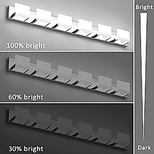 Tipace 6 Lights Dimmable LED Modern Vanity Lights for Bathroom, Chrome Bathroom Wall Light Fixtures Over Mirror (White Light 6000K)