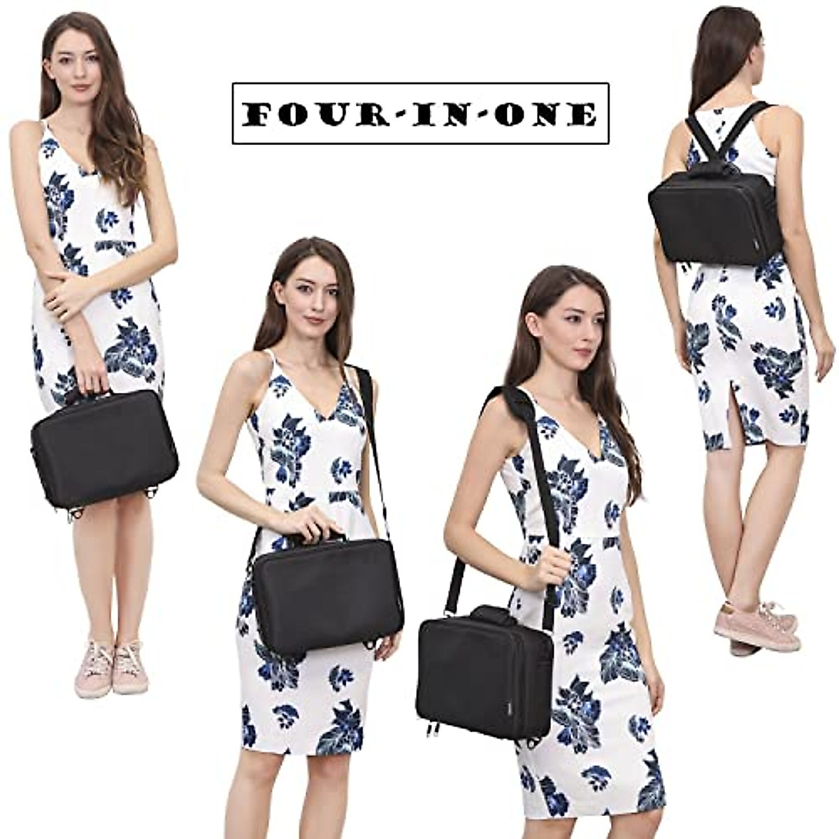 VASKER Makeup Travel Organizer Large Makeup Bag Professional Makeup Train Case Travel Cosmetic Organizer 3 Layers Waterproof Portable Makeup Artist Storage Box Adjustable Dividers Gift for Women