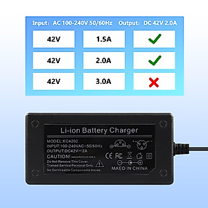 BXIZXD 42V Charger 3-Prong Inline Connector for 36V Pocket Mod/Dirt Quad/Sports Mod Electric Scooter Lithium Battery Power Supply, Battery Charger for Electric Scooter