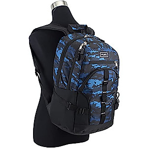 FUEL Dynamo Active Backpack, Fits Most Laptops up to 15", Front Access Pockets, Padded Lumbar, Comfortable, Adjustable Straps - Black/Blue Camo