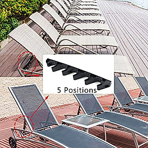 Curqia 4pcs Adjustment Brackets for Chaise Lounge Heavy Duty Back Support for Outdoor Reclining Lounge Chairs Replacement (5 Position, Black)