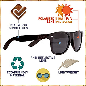 Woodies Wood Sunglasses Polarized Lens made from Ebony Wood Black Wooden Sunglasses for Men and Women | 100% UVA/UVB Ray Protection