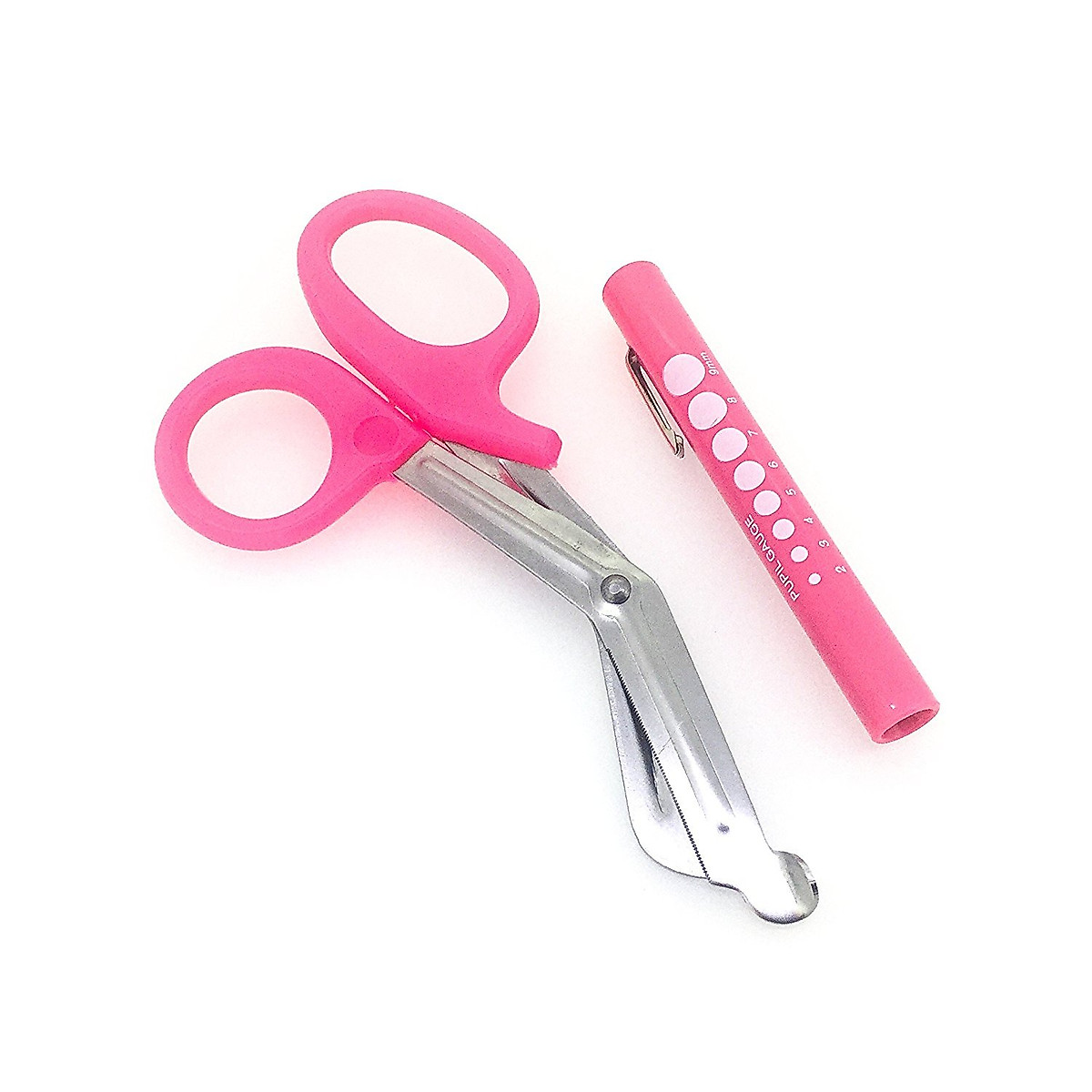 Pink Stethoscope Kit with 7.5" Nurse Scissors and Pupil Gauge Penlight - Ideal Gift for EMT, Nurse, Medical Student, Paramedic and First Responders