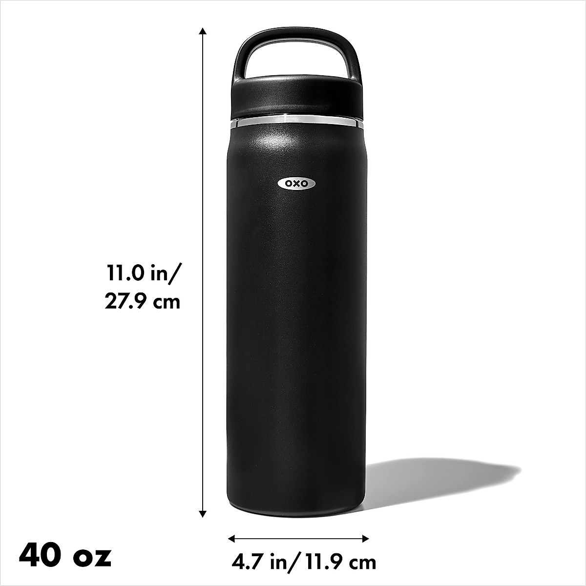 OXO 40 oz Insulated Handled Lid Water Bottle, Onyx