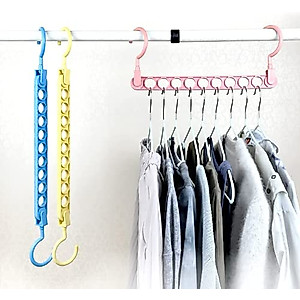 Fun Land 6 Pack Magic Closet Organizers ,9 Hole Space Saving Clothes Hangers for Heavy Clothes, Closet Organizer Hangers for Dorm Room Essentials