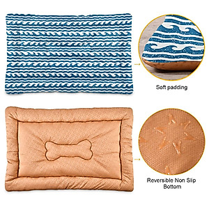 Coikll Ocean Waves Ornament Pet Bed Pad Soft Dog Bed Mat with Anti-Slip Bottom, Machine Washable Crate Pad Mattress for Dog Sleeping- 24 * 18inches