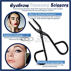 DDP Pro Scissor-like Tweezer Slant 'Eyebrow Black Color