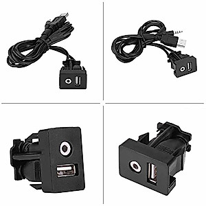 Dilwe AUX Extension Mount, Car USB Panel Flush Mount Jack Extension Cable for Car, Boat and Motorcycle