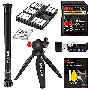 Canon SX530/SX540 Accessory Kit with Ritz Gear Extreme Performance 64GB Memory Card, Spare Battery, Tabletop Tripod, Card Reader, Cleaning Kit, and Card Holder