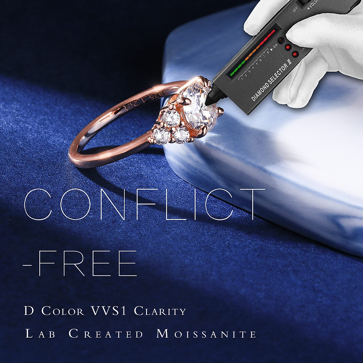 MOOSEA 1.2ct Moissanite Engagement Rings for Women, Brilliant D Color VVS1 Clarity Lab Created Diamond Wedding Rings 14K Rose Gold Vermeil Moissanite Anniversary Rings for Women Gifts