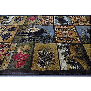 Area Rug Runner Wildlife Bear and Elk Scene (2 Feet 2 Inch X 7 Feet 2 Inch)