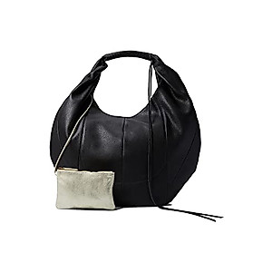 HOBO Eclipse Medium Hand Bag For Women - Magnetic Disc Closure With Premium Leather Construction, Crescent Shaped Unique and Stylish Hand Bag Black One Size One Size