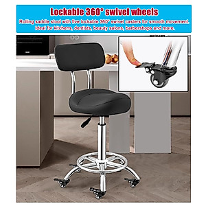 NUNETH Saddle Stool Kitchen Saddle Chair with Footrest Back Support, Ergonomic Office Chair Saddle Salon Chair for Clinical Dentist Clinic, 50-70 Cm (Color : White)