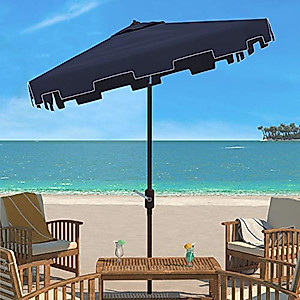Safavieh PAT8400A Outdoor Zimmerman Navy and White 7'6" Square Market UV Protected Umbrella