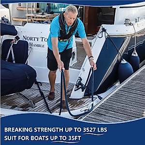 MALZE-NEWSEED Dock Lines 2 Pack 3/8" x 35' Double Braided Nylon Boat Rope with 12" Eyelets, Marine Grade Premium Mooring Lines for Docking, Navy Blue