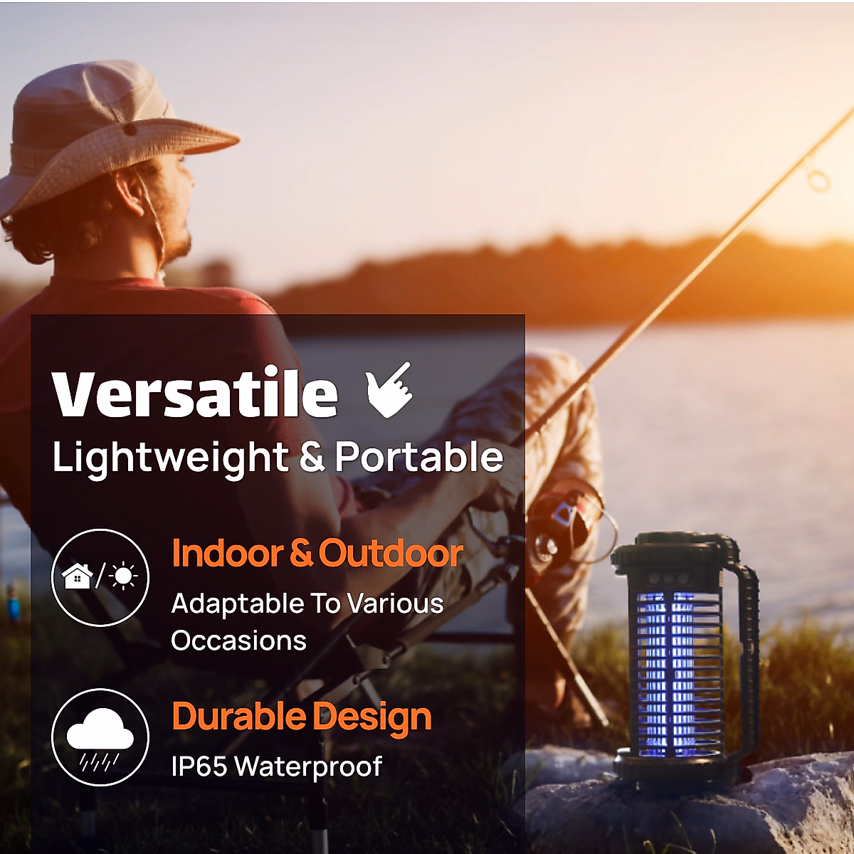 Solar Bug Zapper Outdoor Indoor, 4800V Effective Mosquito Zapper, Cordless IP66 Waterproof Fly Traps, Fly Zapper,Patio and Camping,Garden,Backyard Essentials