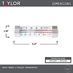 Taylor Precision Products Large Dial Kitchen Refrigerator/Freezer Kitchen Thermometer with Suction Cups
